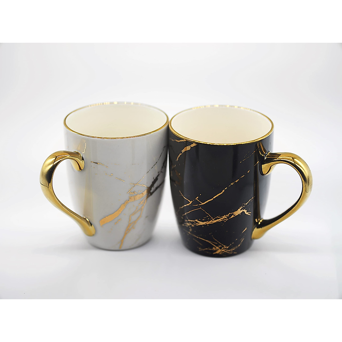 Set of Golden Marble White and black coffee mug ceramic tea cup for men women Christmas gift Perfect for Coffee, Cappuccino, Tea, (WHITE & BLACK)