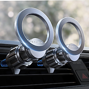 LISEN 2 Pack Fits MagSafe Car Mount - [24 Super Magnets] Magnetic Car Phone Mount, Air Vent Phone Holder Car, Hands Free Cell Phone Holder Clip for iPhone 15 14 13 Pro Plus Max Mini Mag Safe Case