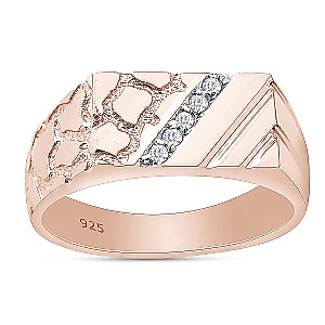 14k Rose Gold Over 925 Sterling Silver Cubic Zirconia Nugget Ring, Ring Size 7