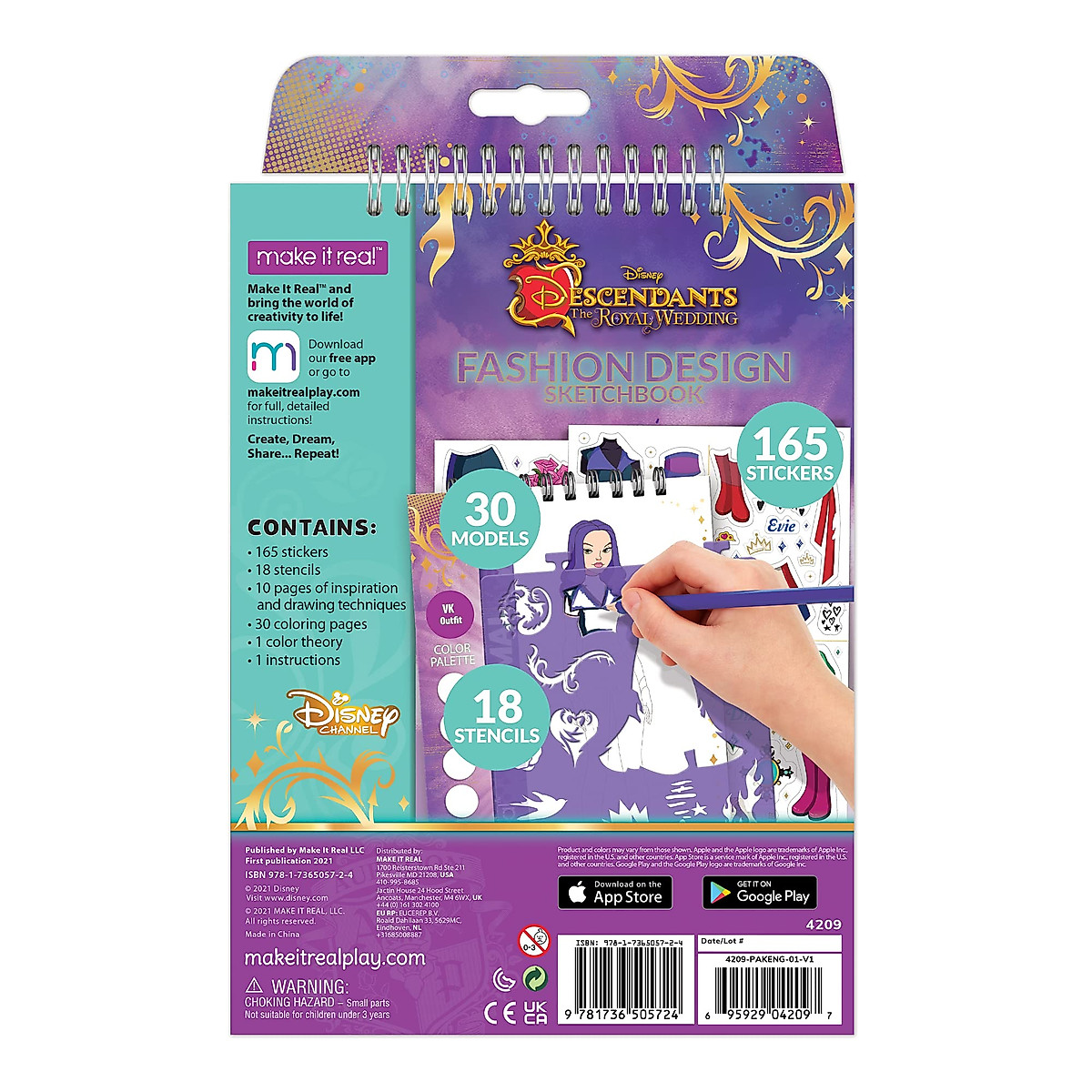Disney Descendants Royal Wedding Fashion Design Sketchbook for Girls - Create Stunning Wedding-Themed Fashions with 183 Stickers, Stencils, Design Guide - Gift for Ages 8+, Develops Real-World Skills