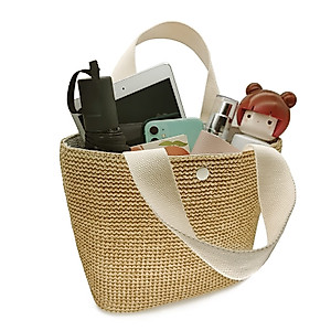 N.Bin Straw Bags for Women, Imitation Straw Weave Tote with Handles Boho Beach Tote Bag Straw Purses and Handbags,Summer Purses for Women with Magnetic Closure(White)