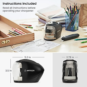 Arteza Pencil Sharpener and Electric Eraser Set, Black, for 8-mm Pencils, 20 Eraser Refills, Office Supplies for Teachers, Students, Classrooms, and Art Studios