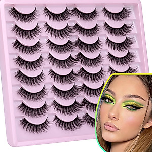 Natural Eyelashes 15mm Fake Lashes Cat Eye Mink Lashes Fluffy Volume Wispy Eyelashes Pack 16 Pairs by Zegaine