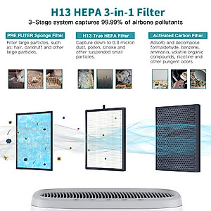 AIRTOK Air Purifier AP1002 Replacement Filter, H13 True HEPA