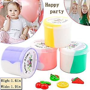 MKAKJWAW 4 Pack Butter Slime Kit, Dual Color Scented Non-Sticky Slime Pack for Kids, Ideal Gifts for Party Favors Goodie Bag Stuffers Fidget Toys…