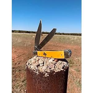 Moore Maker, Inc. Texas Star Trapper Knife - Yellow Bone Handle
