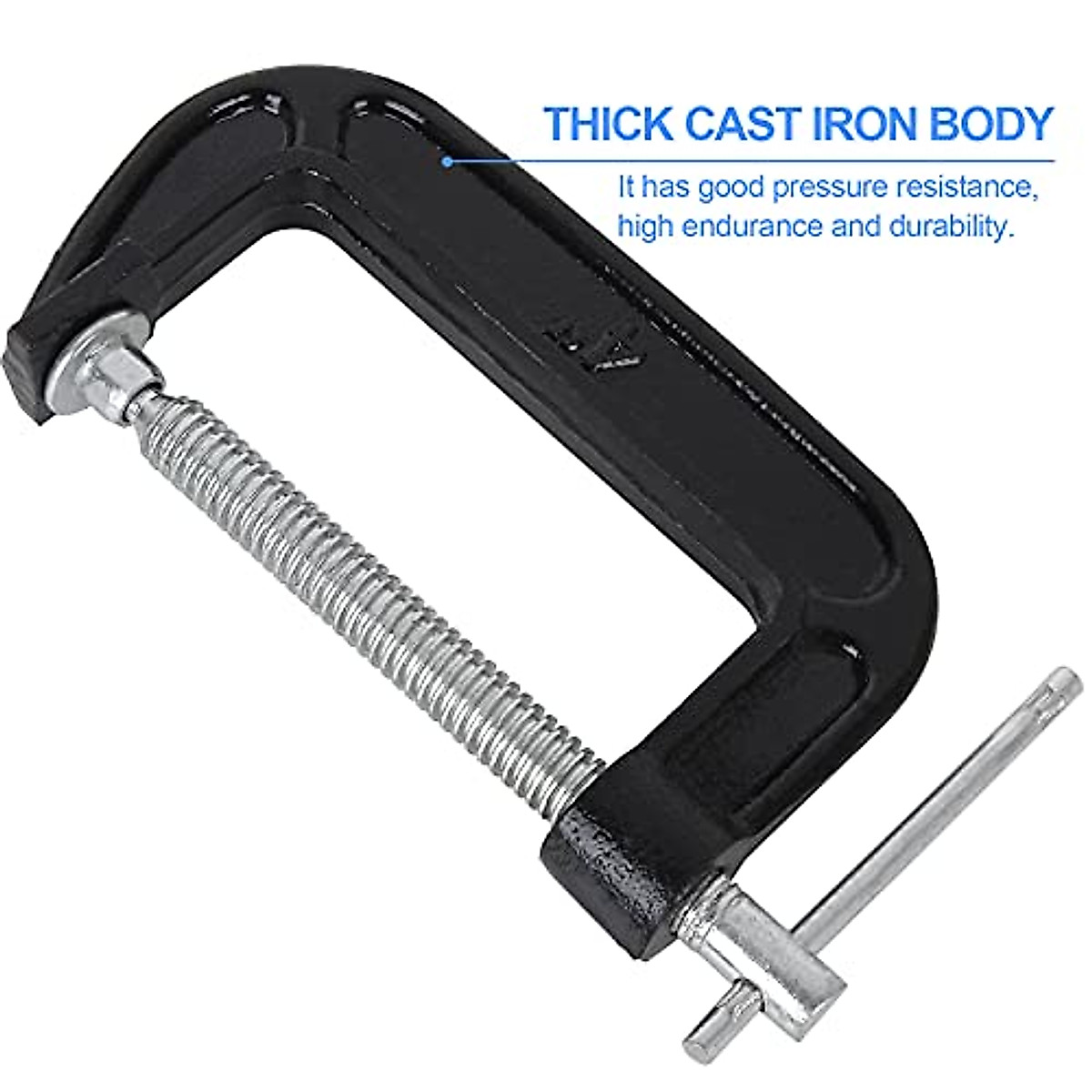 6 PCS C-Clamps 4 Inch C Clamps Heavy Duty Steel C Clamp Set Malleable Iron Metal C-Clamp Black C Clamps Malleable Steel Frame for Woodworking, Welding, Building1