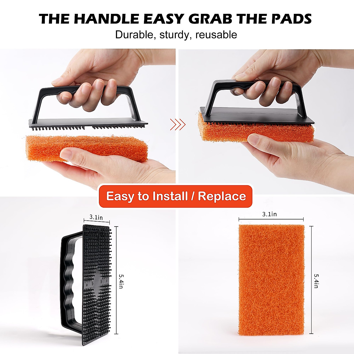 Griddle Cleaning Kit, Heavy Duty Grill Cleaning Pads for Blackstone Flat Top Griddle and Grill, Non- Scratch Scouring Pads for Pots, Stove, Pans, Cookware, Tub and More, Scour Pads (22 Pads + Handle)