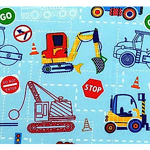 SheetWorld 100% Cotton Percale Fitted Crib Toddler Sheet 28 x 52, Construction Zone, Made in USA