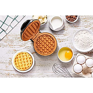 Holstein Housewares 4” Personal Waffle Maker, Black/Copper - Delicious Waffles in Minutes