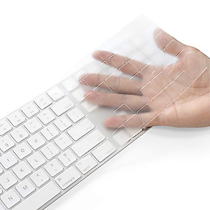 ProElife Keyboard Cover Skin for 2018-2017 Apple Magic Keyboard with Numeric Keypad A1843 US Enter MQ052LL/A Wireless Bluetooth Keyboard Ultra Thin Full Size TPU Protector, 0.13 mm, Transparent Clear