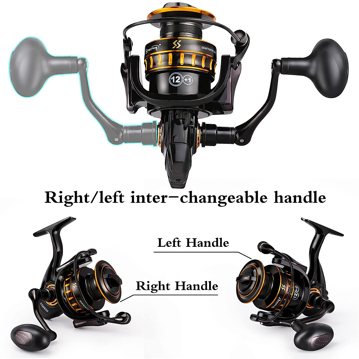 Sougayilang Spinning Reel, Lightweight Reels 12+1 Stainless BB Ultra Smooth Fishing Reel for Freshwater-2000