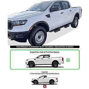 HD Ridez Running Boards Compatible with Ford Ranger 2019-2023 SuperCrew Cab 4-Door Drop Steps Stainless Steel Armor Nerf Bar Side Steps Side Bars
