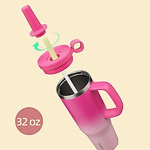 BJPKPK 32oz Stainless Steel Insulated Tumbler with Handle and Straw Travel Coffee Mug Thermal Cups with Lid,Cherry Blossom