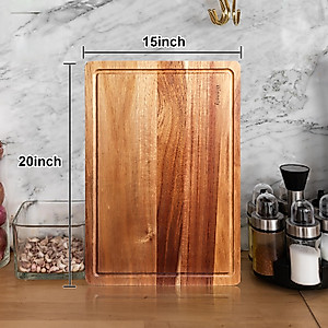 Extra Large Wood Cutting Boards, 20 x 15 Inch Acacia Wooden Cutting Board for Kitchen,Winnsty Wood Chopping Board with Juice Groove and Handles Heavy Duty Charcuterie Board (X-Large)