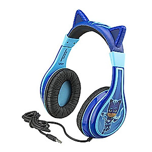 PJ Masks Catboy Kids Headphones, Adjustable Headband, Stereo Sound, 3.5Mm Jack, Wired Headphones for Kids, Tangle-Free, Volume Control, Childrens Headphones Over Ear for School Home, Travel