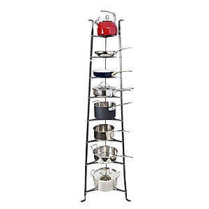 Enclume 8-Tier Cookware Stand, Free Standing Pot Rack, Hammered Steel ( Unassembled)