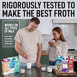 Zulay Powerful Milk Frother Handheld Foam Maker for Lattes - Whisk Drink Mixer for Coffee, Mini Foamer for Cappuccino, Frappe, Matcha, Hot Chocolate by Milk Boss (Cotton Candy)