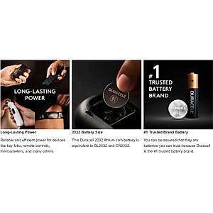 Duracell CR2032 3V Lithium Battery, Child Safety Features, 12 Count Pack, Lithium Coin Battery for Key Fob, Car Remote, Glucose Monitor, CR Lithium 3 Volt Cell (2032 3V)