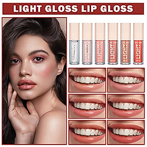 AWCCXMYM 6PCS Nude Lip Gloss Set Shine Glossy Plumping Clear Non-Sticky Matte Liquid Nude Lipstick Lip Stain Set A