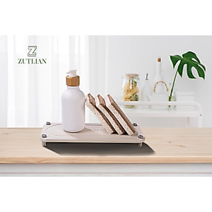 Zutlian Instant Dry Sink Caddy Organizer, Fast Drying Stone Sink Tray for Bathroom Counter, Kitchen Sink Stone Tray Quick Dry Sponge Holder Diatomaceous Earth Sink Caddy For Modern Home