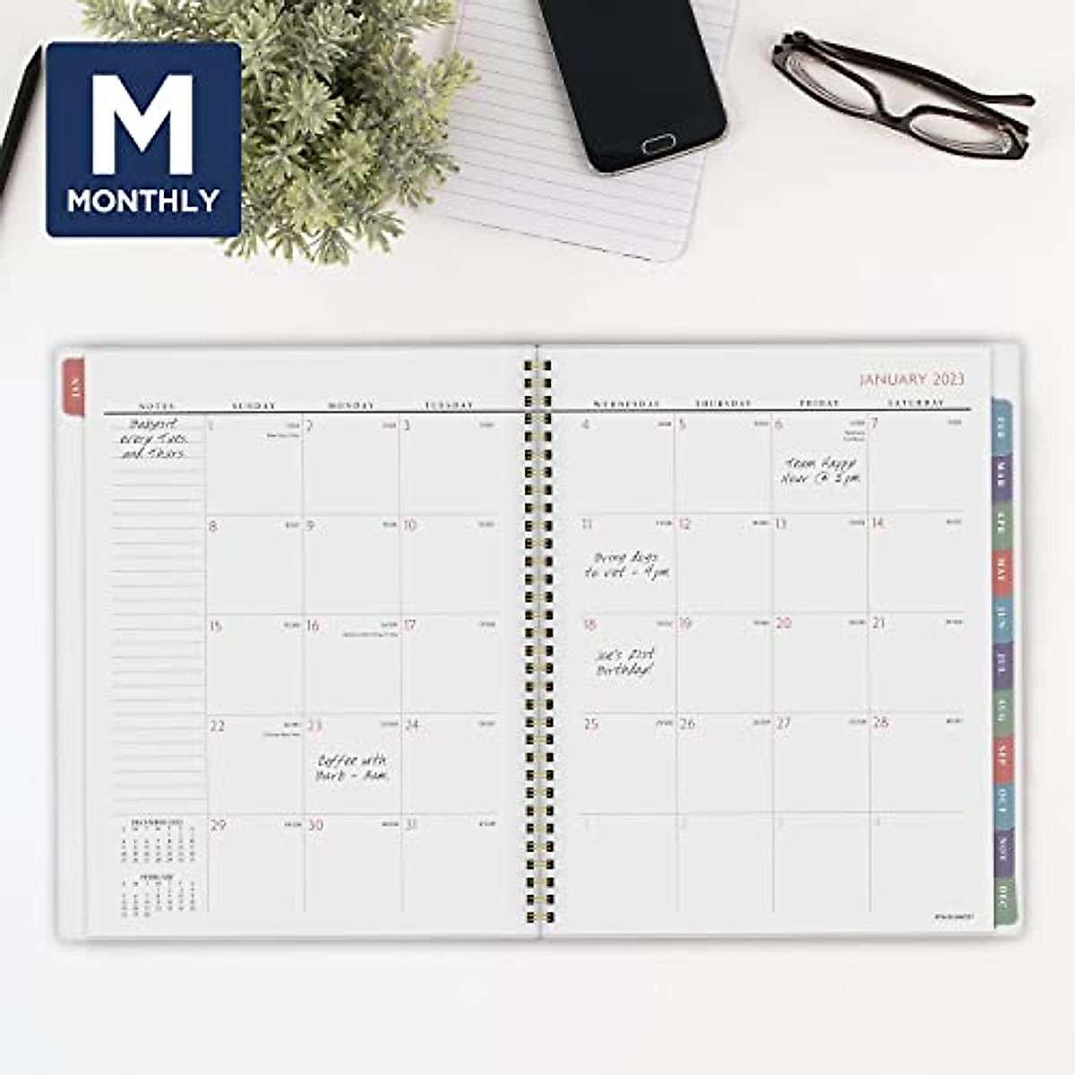 AT-A-GLANCE 2023 Weekly & Monthly Planner, 8-1/2" x 11", Large, Monthly Tabs, Pocket, Badge Geo (1641H-905)
