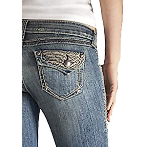 American Flag Eagle Pattern Mid Rise Bootcut Jeans for Women,07-Blue,X-Large