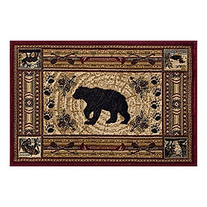 Universal Rugs Black Bear Mat Scatter Rug, 2' x 3', Brown