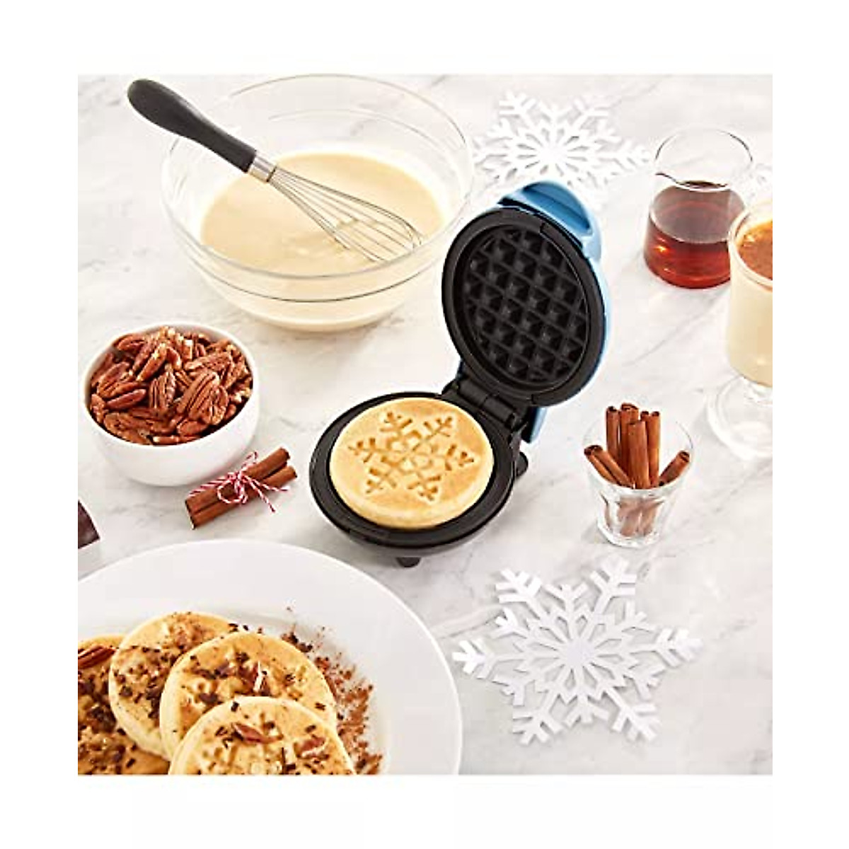 Snowflake Mini Waffle Maker Metallic Blue