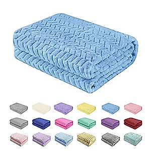 Baby Blanket Flannel, Cozy Throw Blankets for Newborn Infant and Toddler, Super Soft and Warm Receiving Baby Blanket for Crib Stroller (Blue 25 * 32")