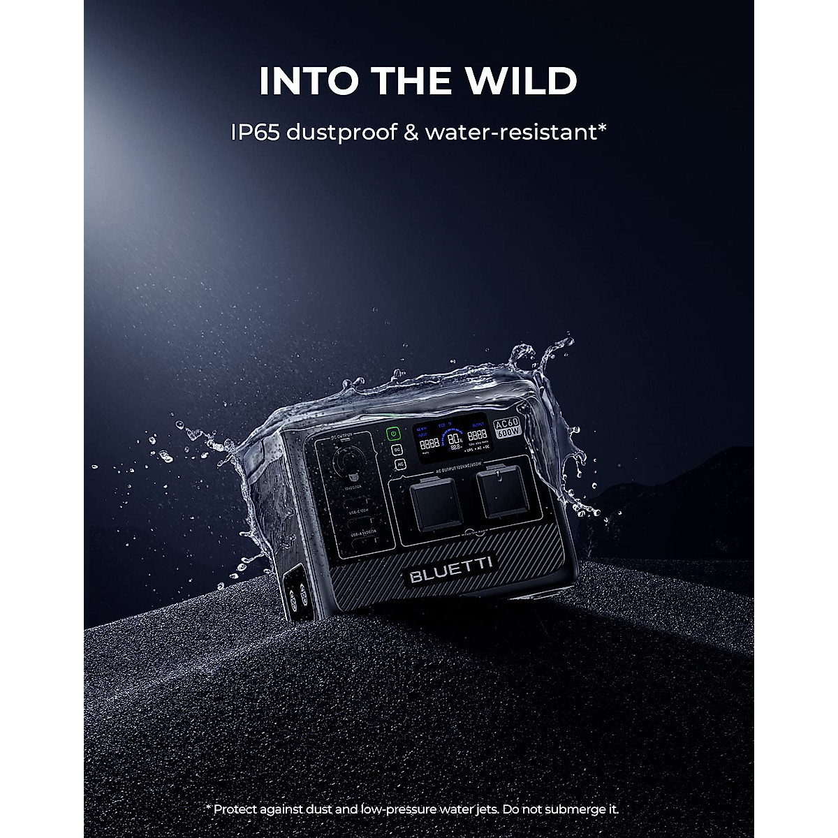 BLUETTI Portable Power Station AC60, 403Wh LiFePO4 Battery Backup w/ 2 600W (1200W Surge) AC Outlets, 1 Hour Fast Charge, Dustproof and Water Resistant Solar Generator for Camping, Trip, Power Outage