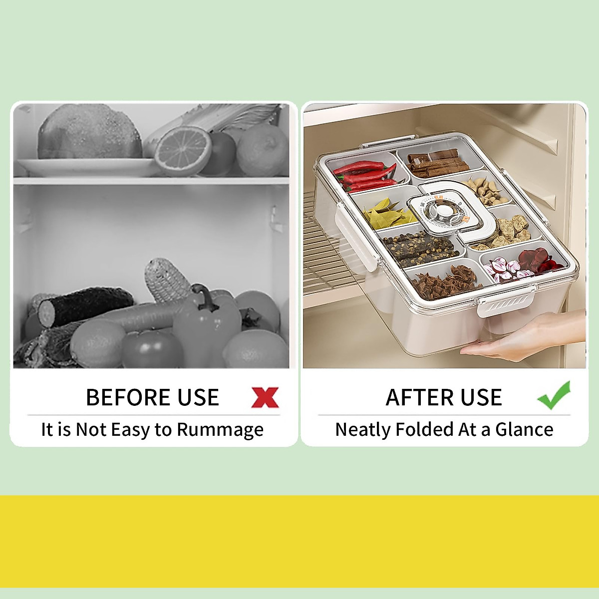 DIY Food Storage Containers, Organizer Boxes with Lids for Vegetables, Fruits, Herbs, Spices, Nuts, Seeds