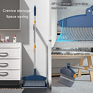 RUNLAIKEJI Broom and Dustpan Set, Broom and Dustpan Set with Long Handle, Broom and Dustpan Set for Home, Kitchen Broom and Dustpan Set, Broom Dustpan, for Home Kitchen Lobby Floor Cleaning Supplies