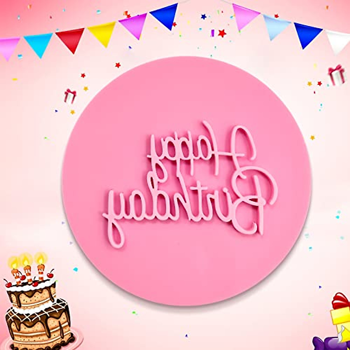 Happy Birthday Cookie Embosser, Happy Birthday Cookie Stamp, Happy Birthday Fondant Embosser Cookie, 3D Design Happy Birthday Embossing Stamp, Cookie Chocolate DIY Baking Mold,Decorating Cake/Cupcake