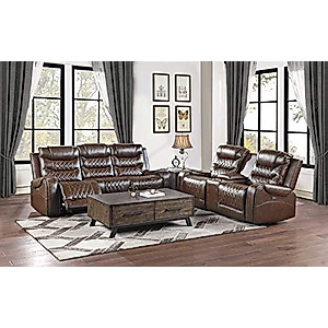 Lexicon Noura Power Double Reclining Sofa, Brown