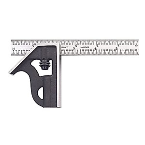 Starrett Student Combination Square - Ideal for Youngsters and Apprentices - 6" Blade Length, Cast Iron Head, Hardened and Tempered Square Blade, 4R Graduation - 10H-6-4R