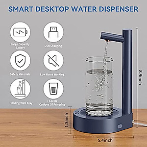 𝐃𝐞𝐬𝐤𝐭𝐨𝐩 Water Dispenser, Portable Electric Countertop Water Dispenser for 5 Gallon Bottle & Universal Bottles, USB Charging Automatic Drinking Water Bottle Pump for Home, Office, Camping