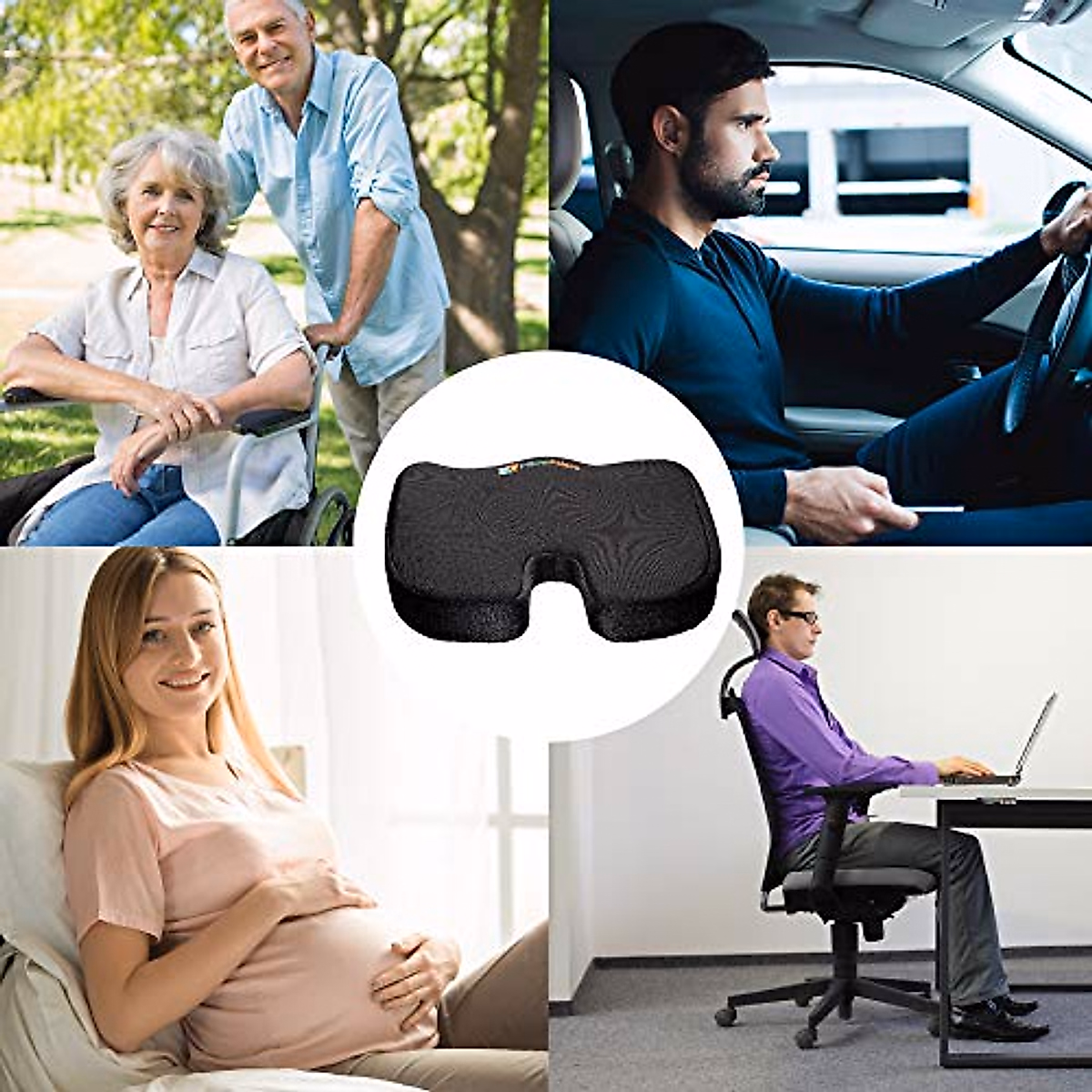 Coccyx Seat Cushion Pillow Orthopedic | Memory Foam Chair Pillow | Relieves Back, Tailbone Pressure, Sciatica Nerve Pain Relief | Premium Comfort for Home, Office, Car or Event Seating