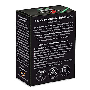 Mount Hagen 25 Count Single Serve Instant Decaf Coffee Packets | Decaffeinated Organic Medium Roast Arabica Beans | Eco-friendly, Fair-Trade [25 sticks/1.76oz/50g]