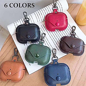 Genuine Leather Case Compatible with AirPods Pro Case, VOMA Protective Cover for Apple AirPods Pro Wireless Charging Case Headphones EarPods, Soft Leather Cover with Keychain Hook Black