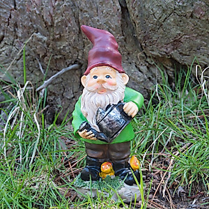 9.5 inch Green Garden Gnome with Water Can Y