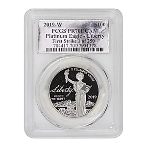 2019 W 1oz American Platinum Eagle PR-70 Deep Cameo First Strike Foil Label by Mint State Gold $100 PCGS PR70DCAM