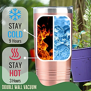 Onebttl Gardening Gifts for Women, Gardening Tumbler, Plant Lover Gifts, I'll Be in My Office, Gardener Gifts, Gifts for Gardening Lovers, Gardeners, Wife, Mom, Stainless Steel Tumbler 20oz Rose Gold