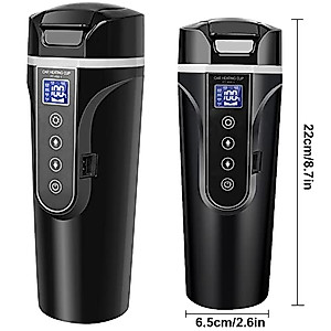 Funchic Heated Travel Mug Electric Coffee Warmer 12V Thermos Cup Intelligent Travel Mug with Temperature Control for Car
