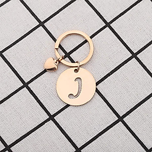 HOLLP Initial Disc Charm Keychain 26 Initial Letter Alphabet Key Ring A-Z Initial English Charm Keychain (RG-J)