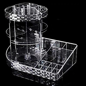 CONHENCI Large Capacity Rotating Acrylic 360 Degree Makeup Organizer 5 Layers Adjustable Cosmetic Storage Standr Best for Perfume Skincare Jewelry Display Dresser