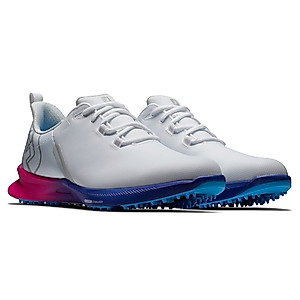 FootJoy Men's FJ Fuel Sport Golf Shoe, White/Blue/Pink, 12