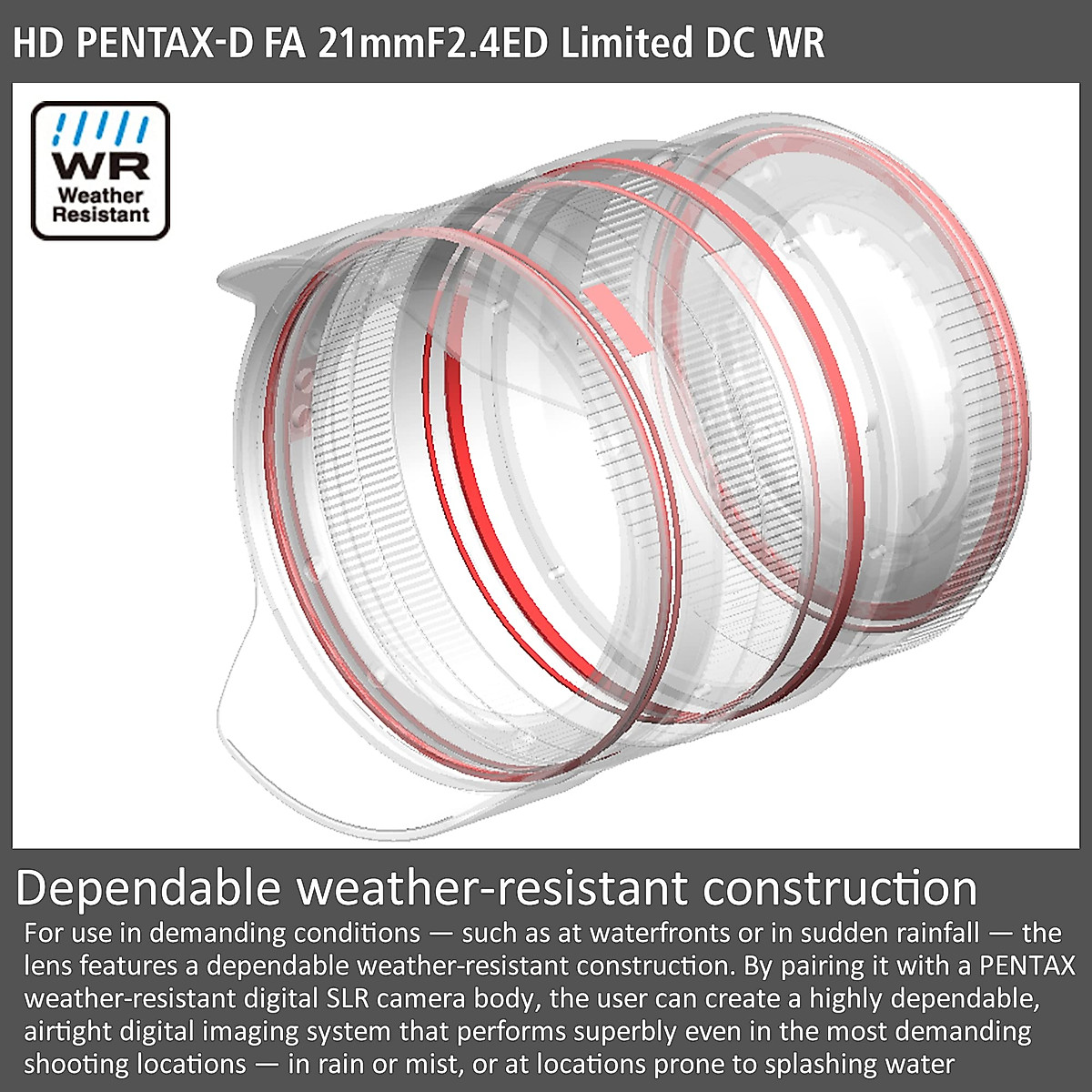 Pentax FA 21mmF2.4ED Limited DC WR Black Ultra-Wide-Angle Single Focus Lens [for use with Full Frame DSLR ] Limited Lens, machined Aluminum Lens Barrel, (28040)