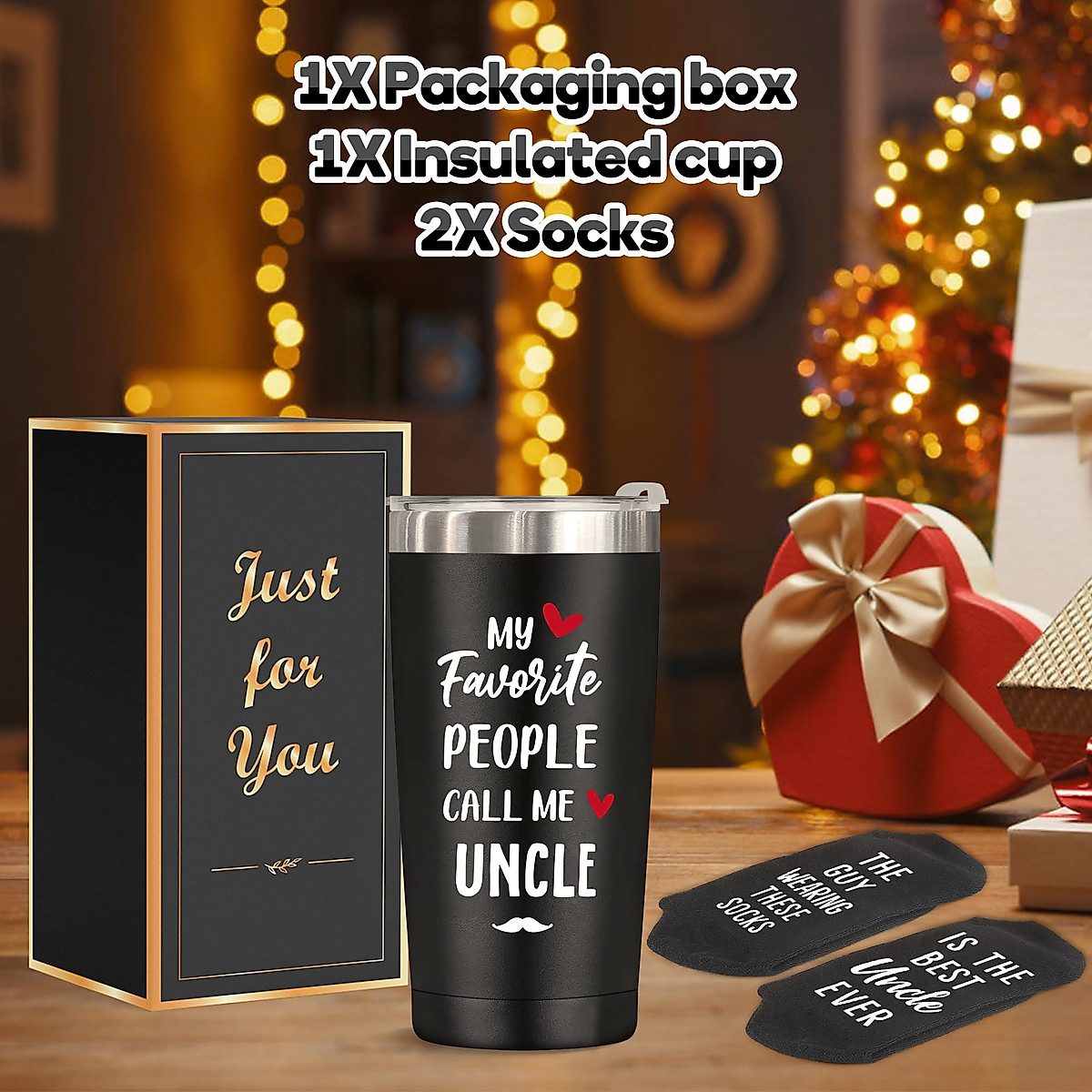 Uncle Gifts,Fathers Day Gift,Funny Socks 20 Oz Insulated Tumbler Cup,Birthday Gift from Niece Nephew,Best Uncle Ever Gifts,Great Present Ideas