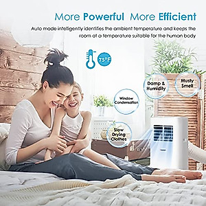 EUHOMY Portable Air Conditioner 8000 BTU 3-1 Floor Air Conditioners Cooling Quiet AC Unit for Room with Window Installation Kit with Remote Control for 250 sq. ft. Roomt,White